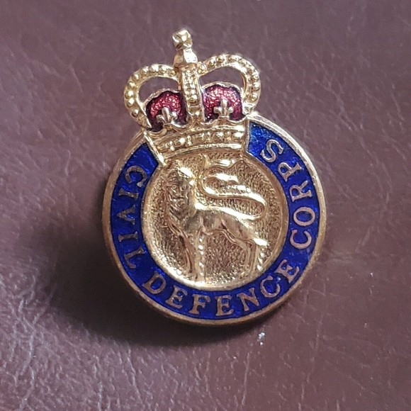 Jewelry | Vtg Civil Defence Corps Enamel Hat Lapel Pin Badge Queens ...